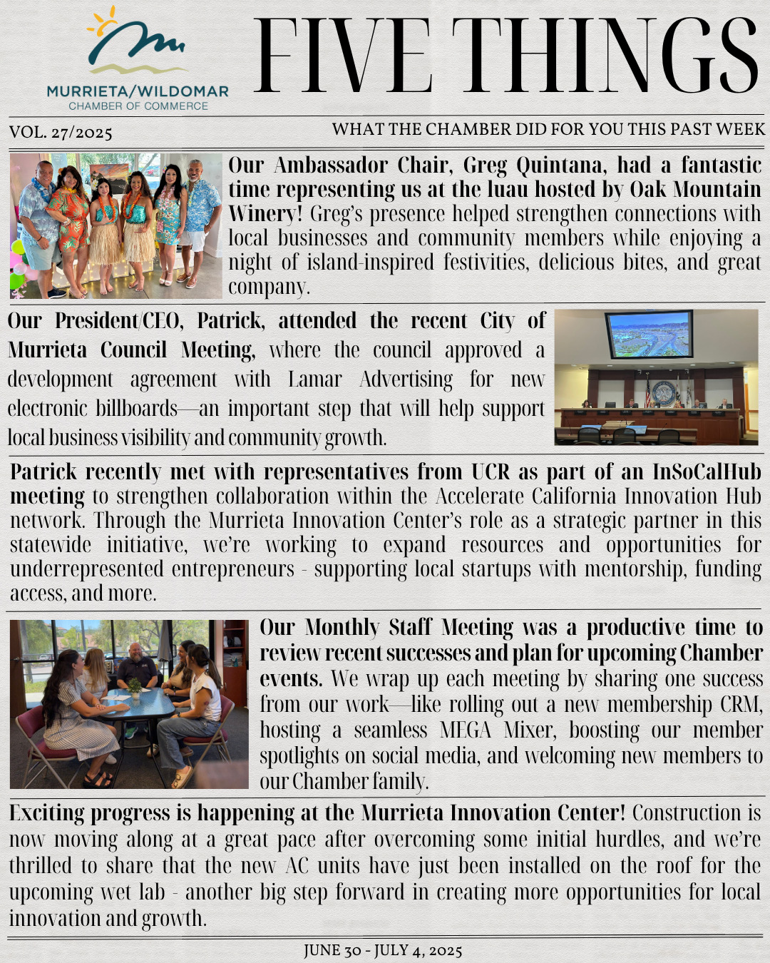 Five Things The Chamber Did For Your Business: June 30 - July 4, 2025 ...