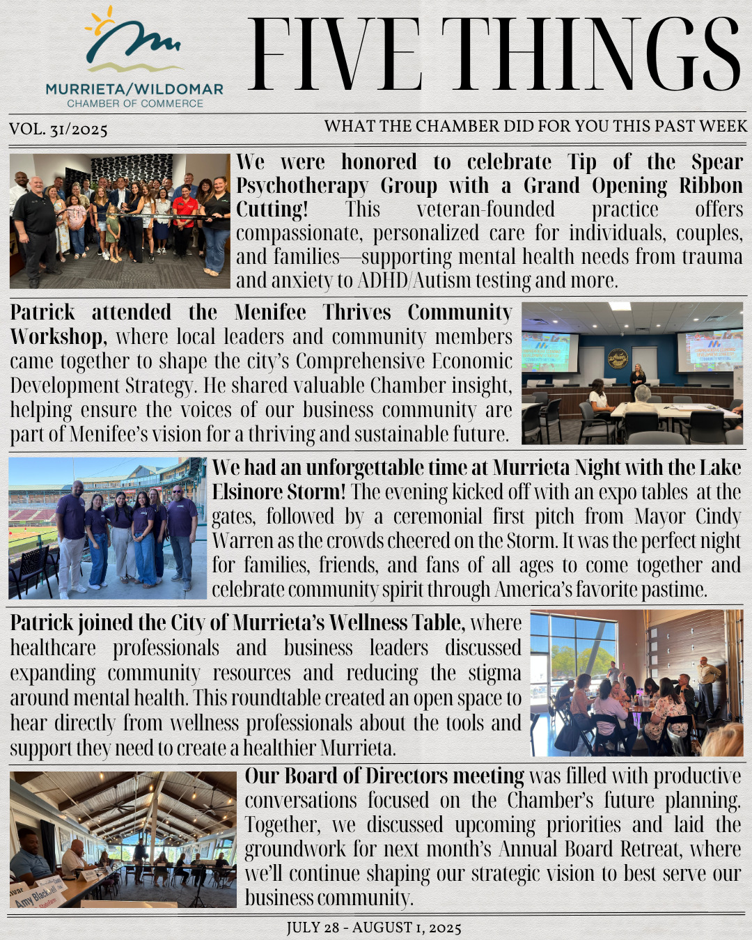 Five Things The Chamber Did For Your Business: July 28 - August 1, 2025 ...